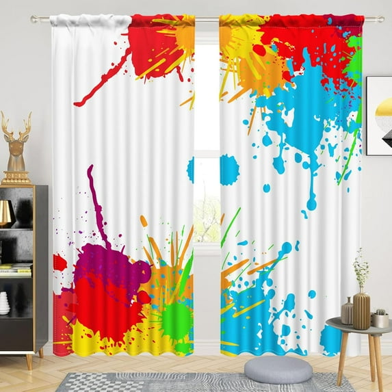 52 x 84 Inch Colorful Splatter Curtains for Living Room Abstract Art ...