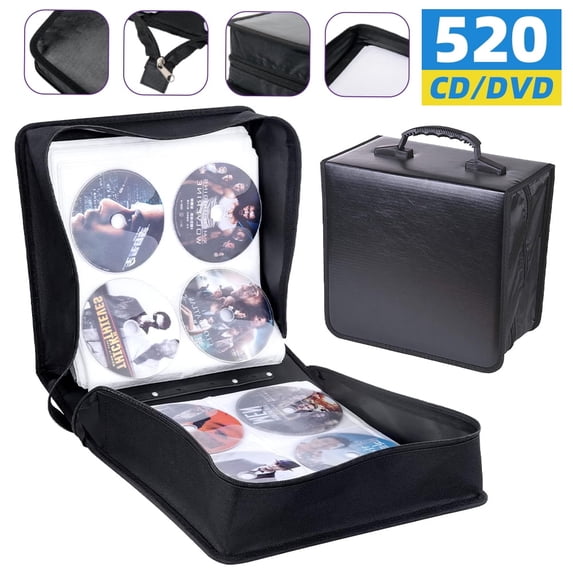 520 Capacity CD Case,DFITO Heavy Duty Leather DVD Disc Case Bag Holder ...