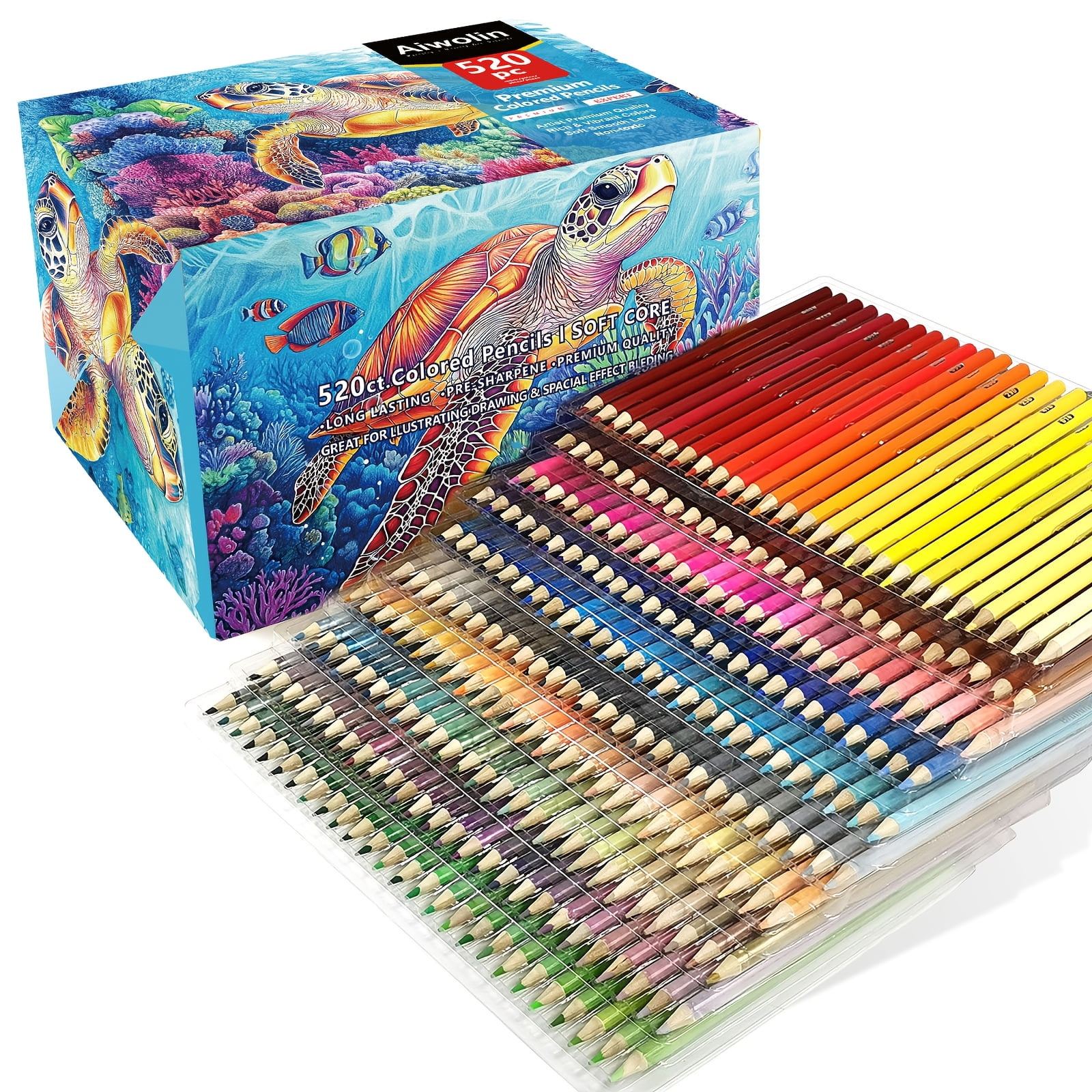 520 Colored Pencils, Rich Pigmented Soft Core Coloring Pencils, Pre ...