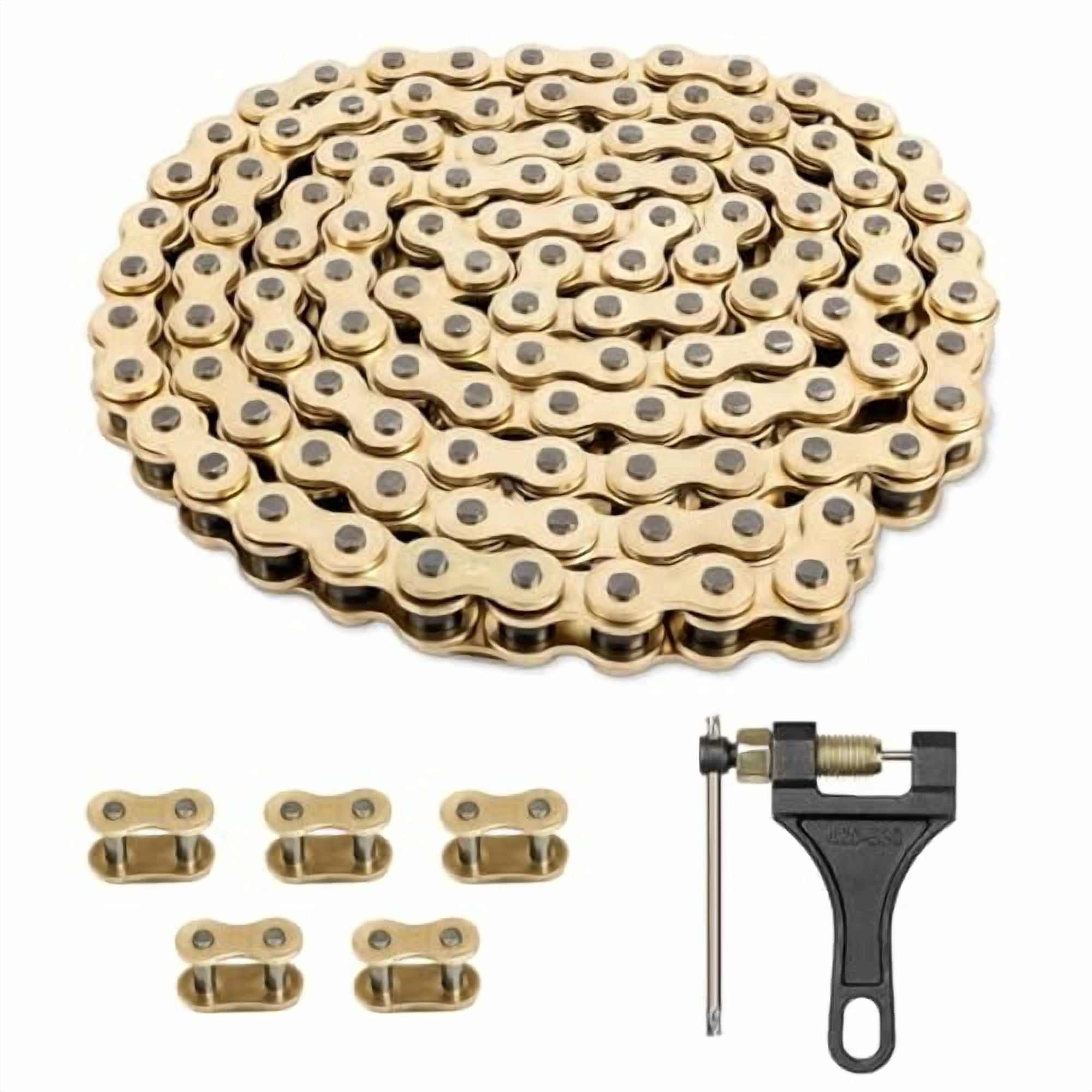 520 Gold Motorcycle Chain 112 Links with Chain Breaker, 520 Standard ...