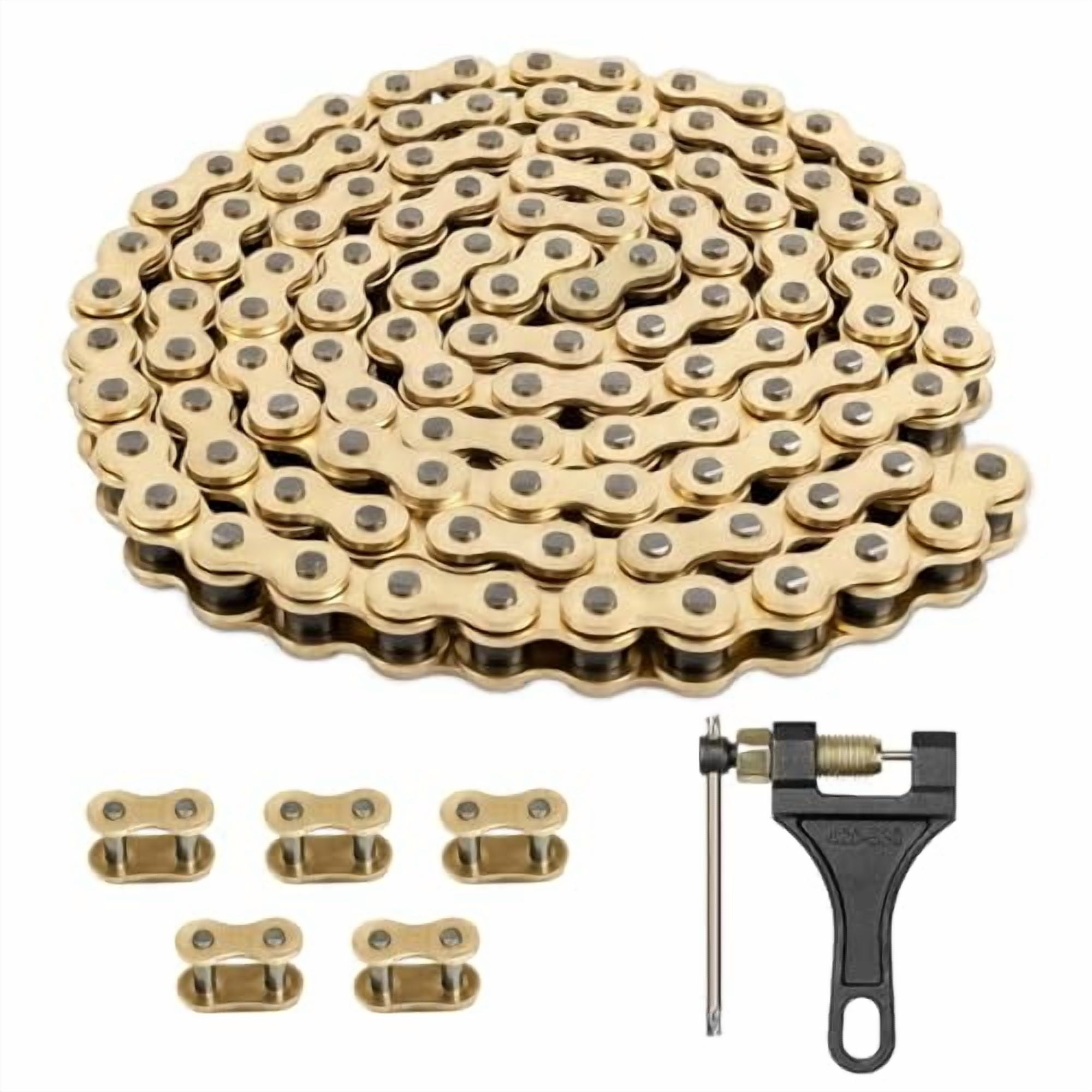 520 Gold Motorcycle Chain 114 Links with Chain Breaker, 520 Drive Bike ...