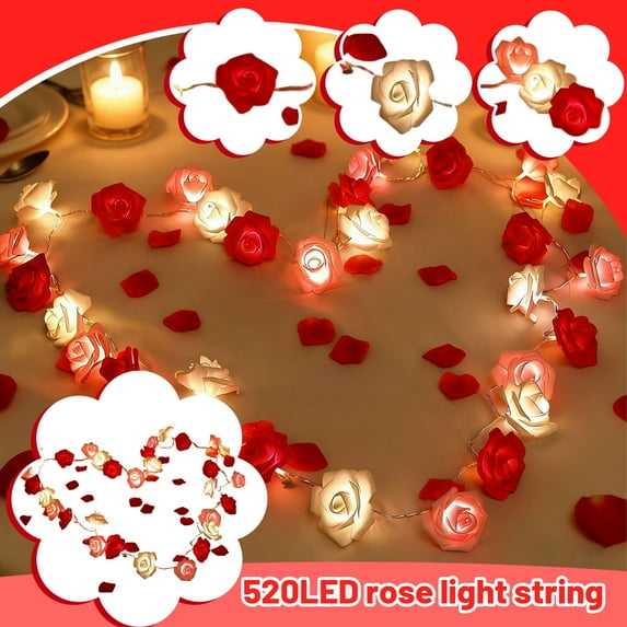 520 Led Rose String Lights With Simulated Foam Flowers, 520 Energy ...