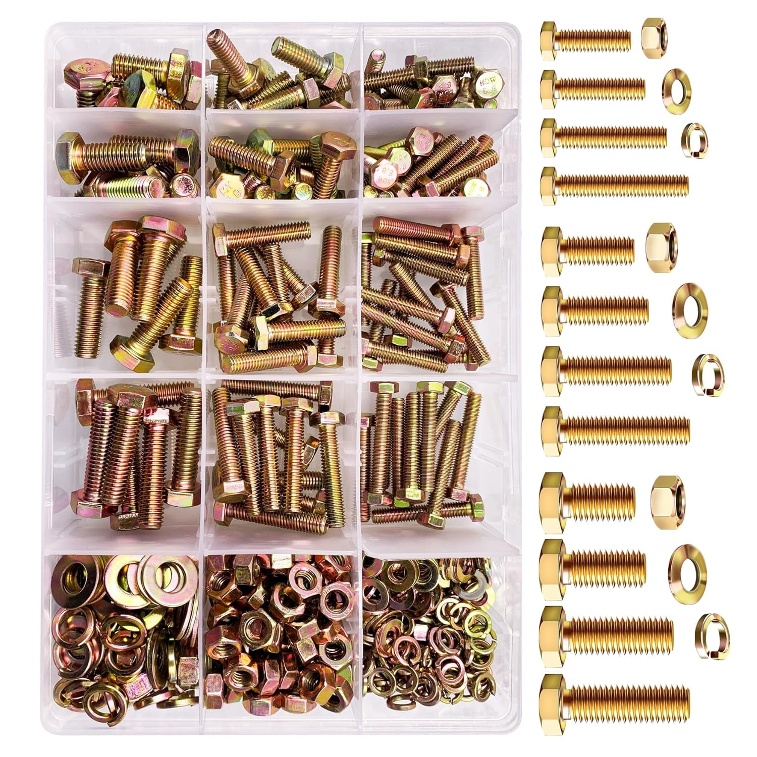 520 Pcs M5-M8 Metric Bolt Assortment, 8.8 Grade Nuts and Bolts, Yellow ...