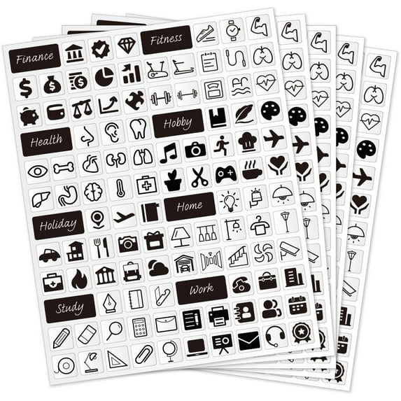 520 Pcs Sticker Labels for Journal 104 Designs Transparent Switch ID ...