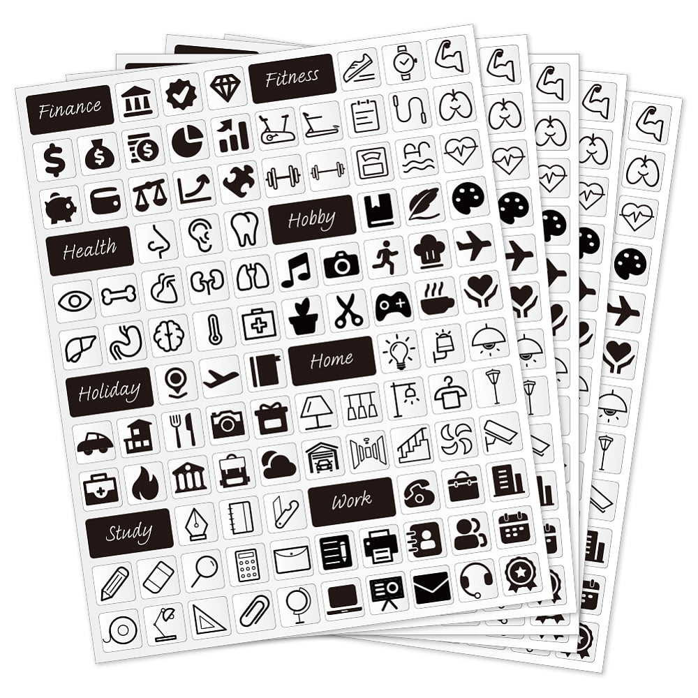 520 Pcs Sticker Labels for Journal 104 Designs Transparent Switch ID ...