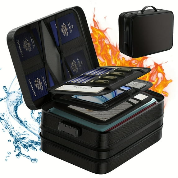 5200°F Fireproof Waterproof Document Organizer with Lock - Insulated ...