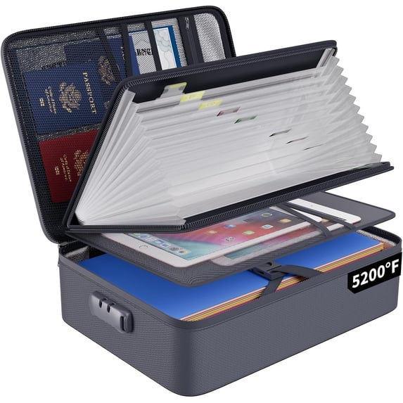 5200? Fireproof File Organizer Bag with 13 Pocket Accordion File Folder ...
