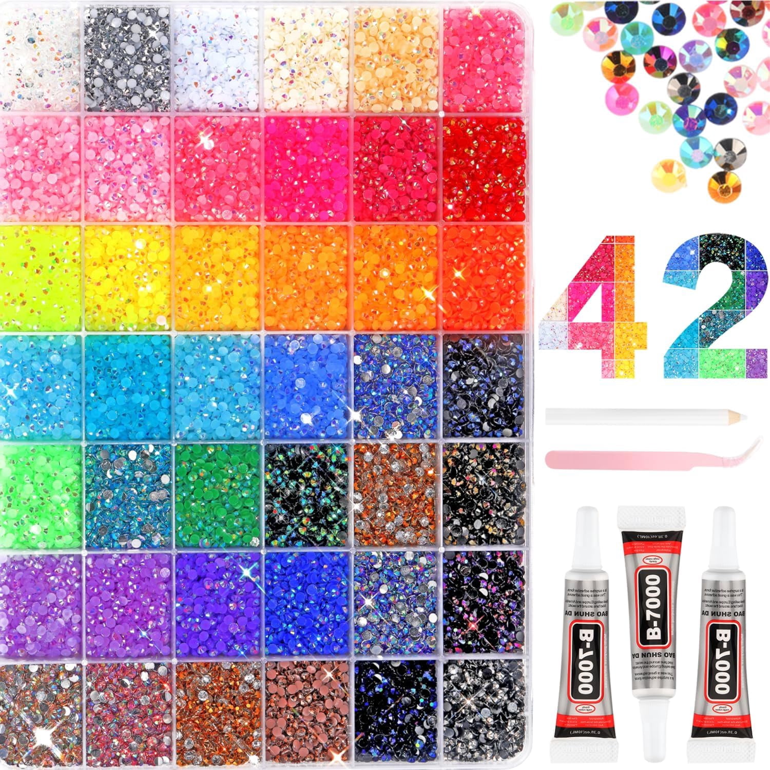 52000Pcs 42 Colors Resin Jelly Rhinestones for Bedazzling, 3mm ...