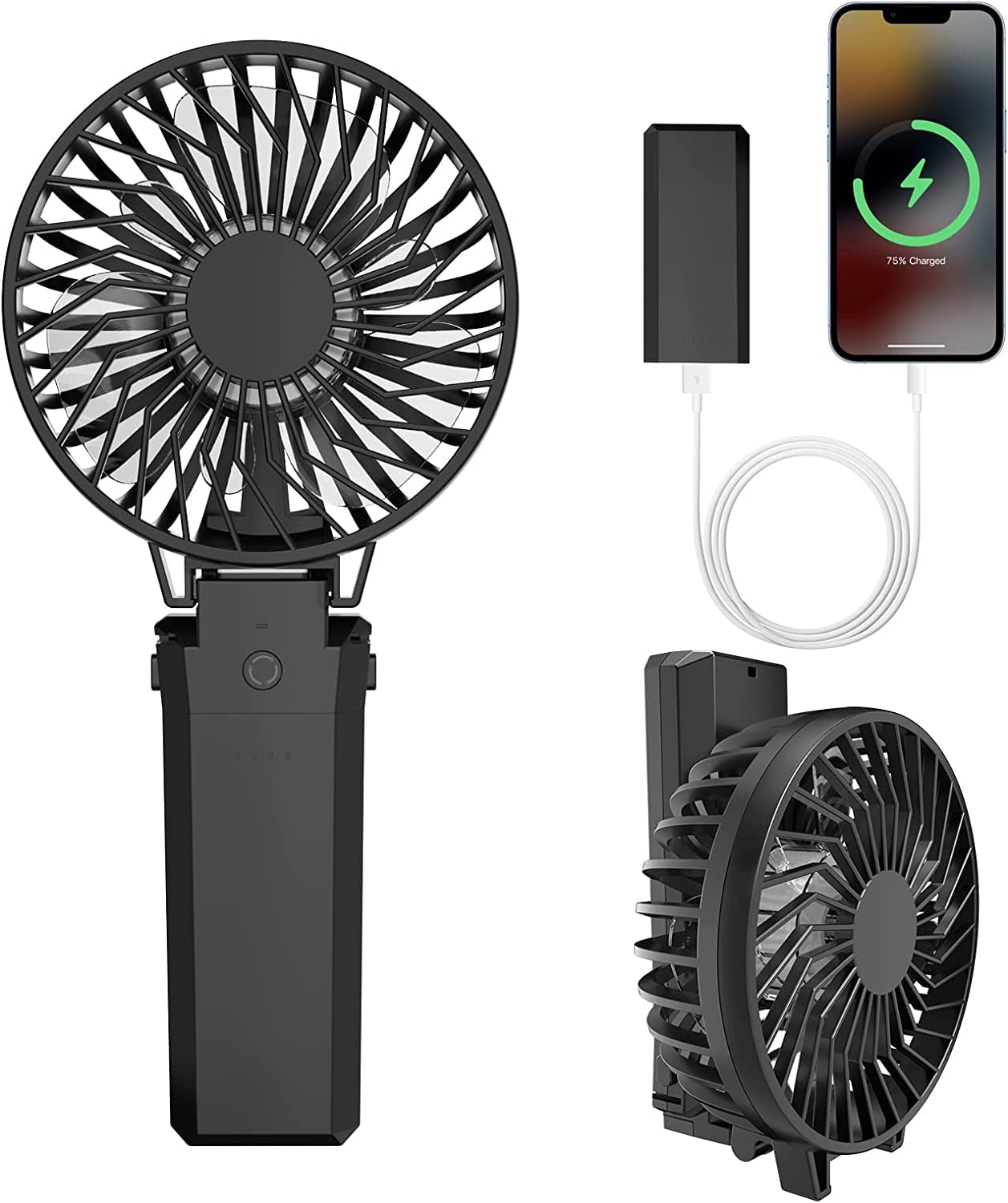 5200mAh Portable Fan Handheld, 6 Speeds Hand Held Fan 180° Foldable ...