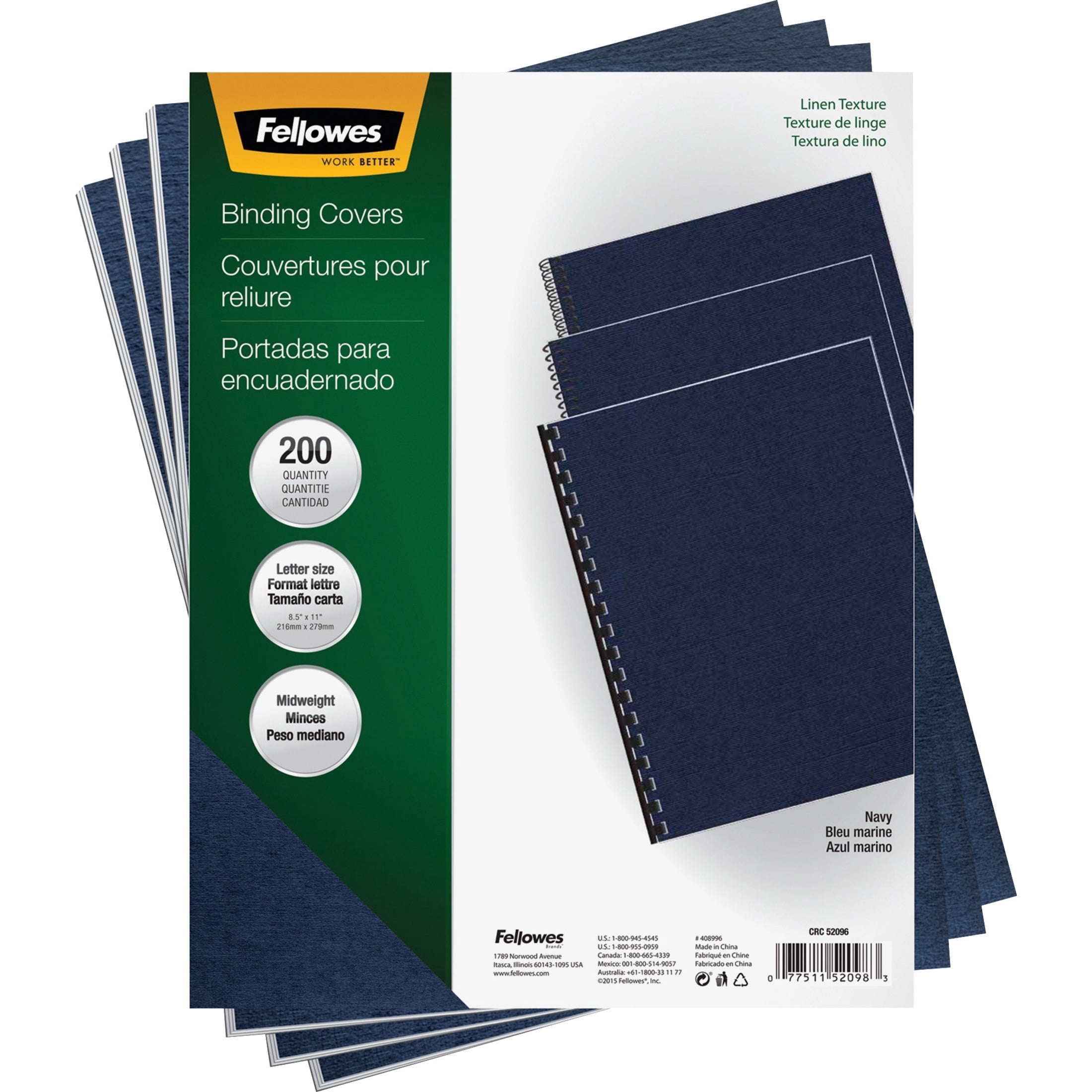 52098 Fellowes Linen Texture Presentation Binding System Covers, 11 x 8 ...