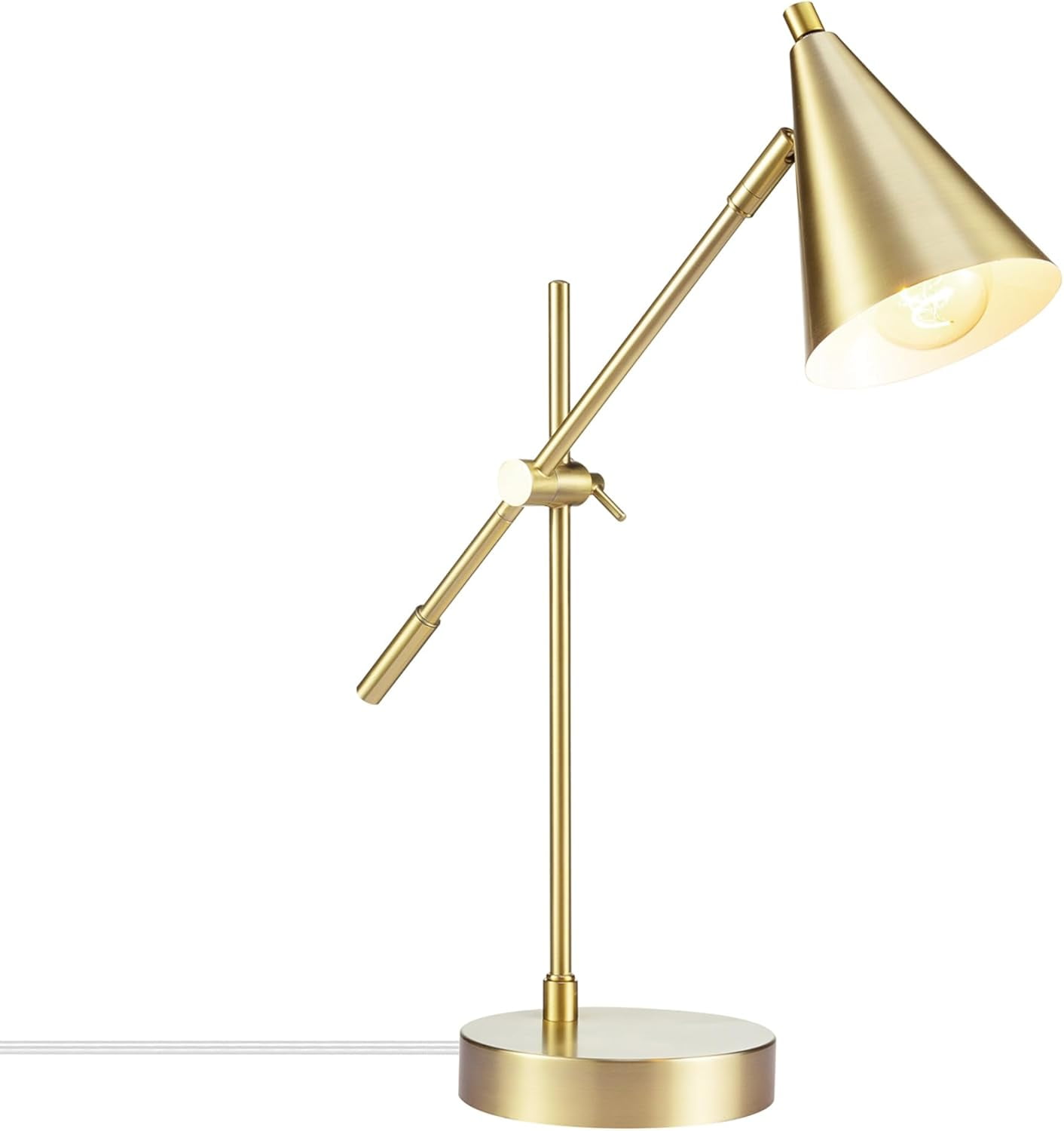 52098 Pratt 20" Desk/Table Lamp, Matte Brass Finish, Adjustable Height ...