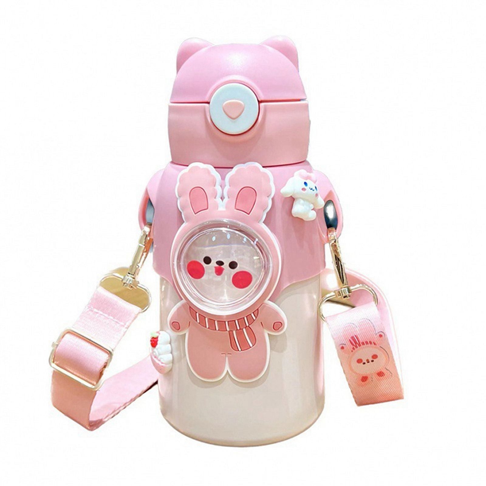520Ml Kids Thermal Water Bottle with Straw Cute Bottle for Children 316 Stainless Steel Thermal ...