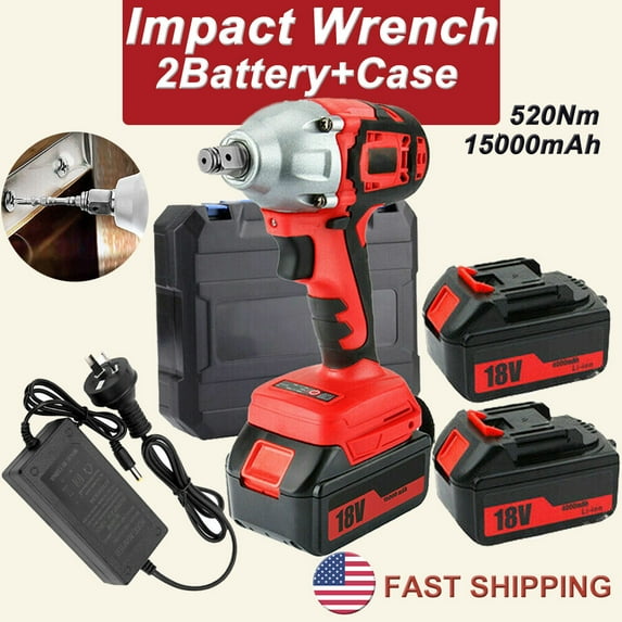 520Nm Cordless Impact Wrench Brushless Rattle Gun 1/2'' Drive + Lithium ...