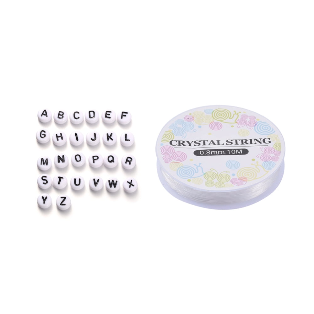520Pcs Alphabet Acrylic Beads with 1 Roll Elastic Thread Flat Round ...