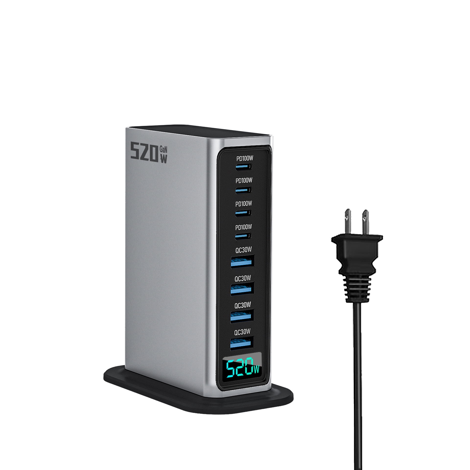 520W gallium nitride fast charging charger, 8-port multi-device desktop ...