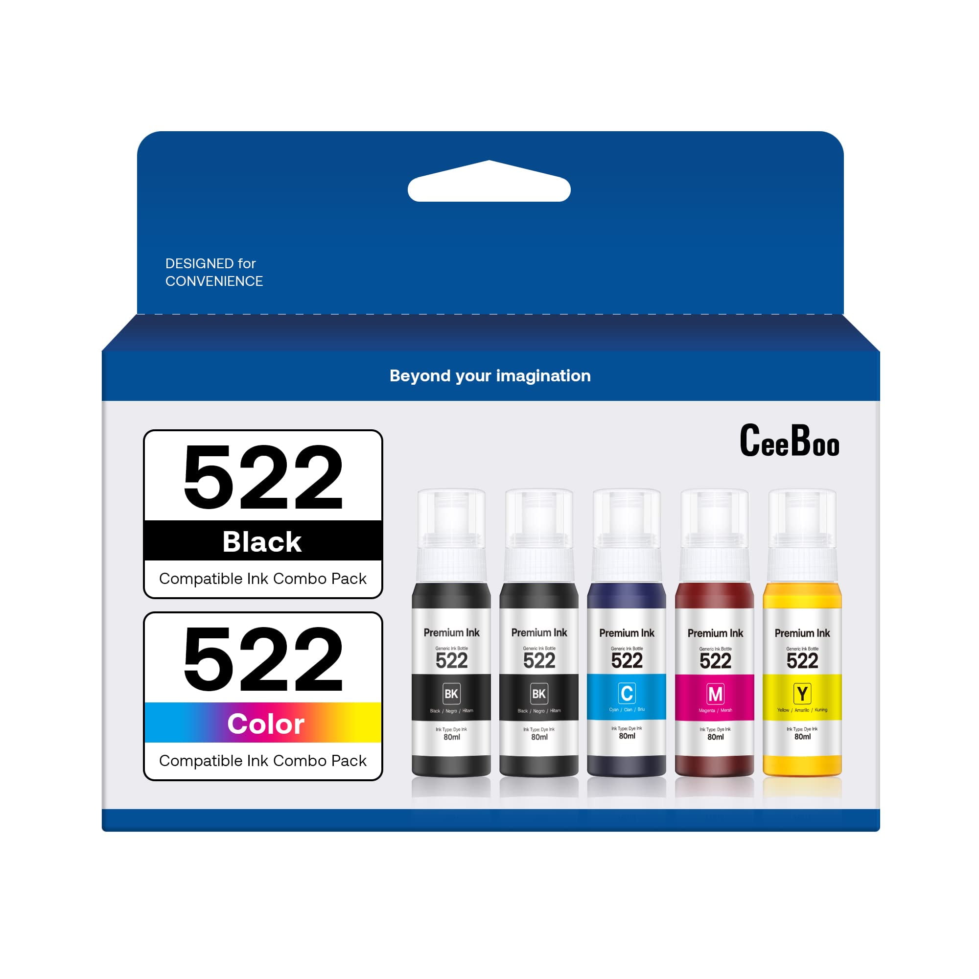 522 High Capacity (5 Bottles) Refill Ink Bottle Replacement for Epson ...