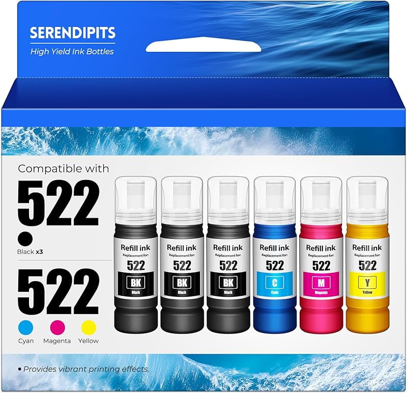 522 Ink Refill Bottles ET 2800 ET 4800 ET 2400 ET-2803 Printer ...