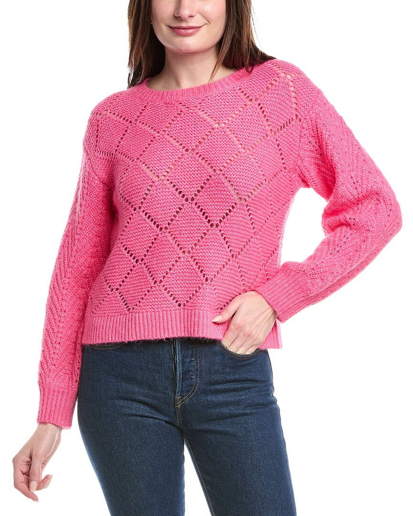 525 America womens Pointelle Lofty Wool-Blend Pullover, s, Pink ...