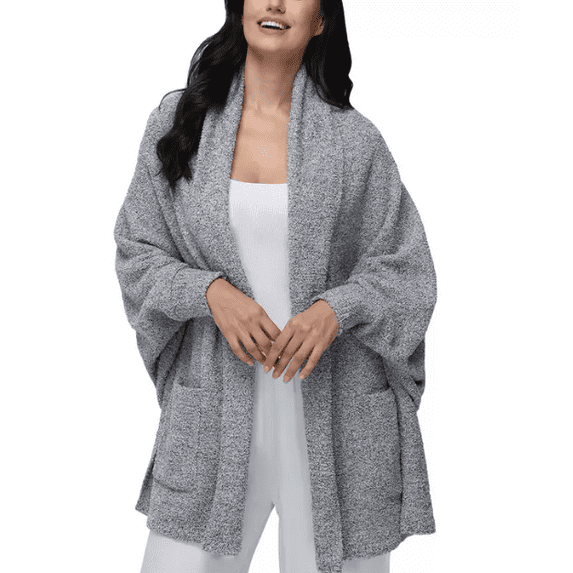 525 Women's The Cozy Open Front Wrap Gray L/XL - Walmart.com