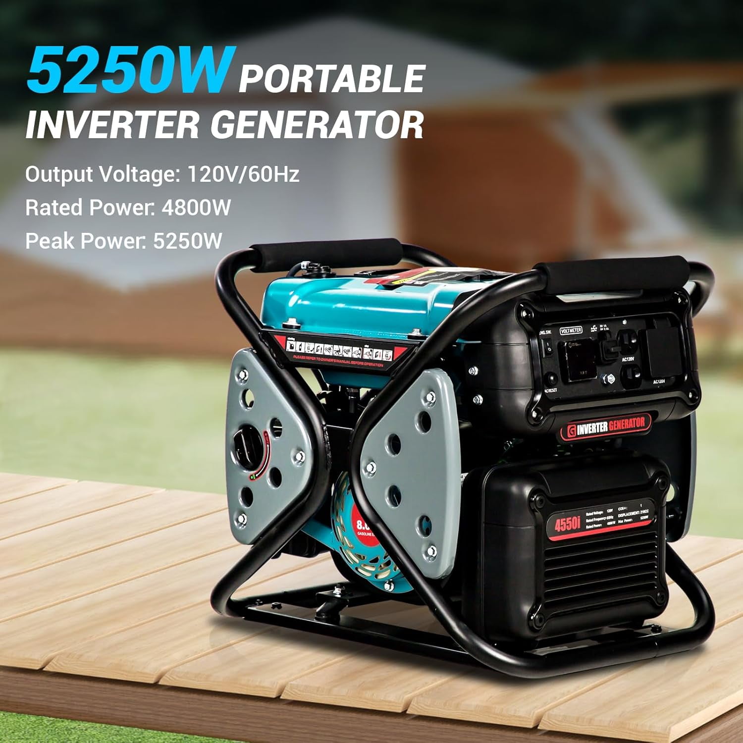 5250W Portable Open Frame Inverter Generator, Ultra-Quiet, Long-Lasting ...
