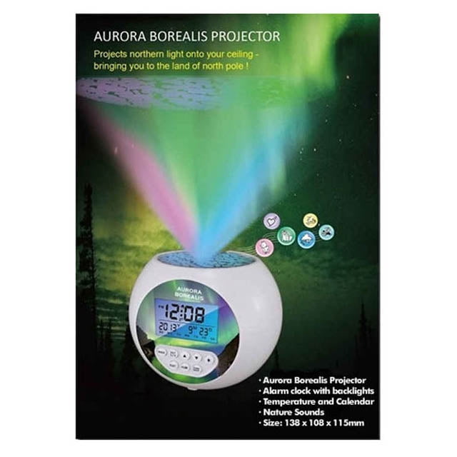 52990 - AURORA BOREALIS PROJECTOR W/DIGITAL CLOCK AND CALENDAR ...