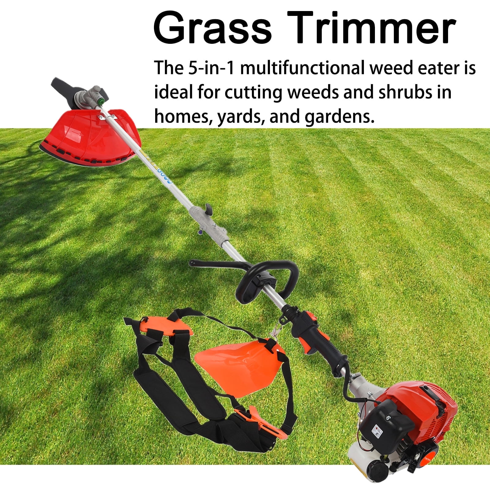 52CC 2-Cycle Gas Weed Wacker, 5 in 1 Weed Eater Gas Powered, Gas Weed ...