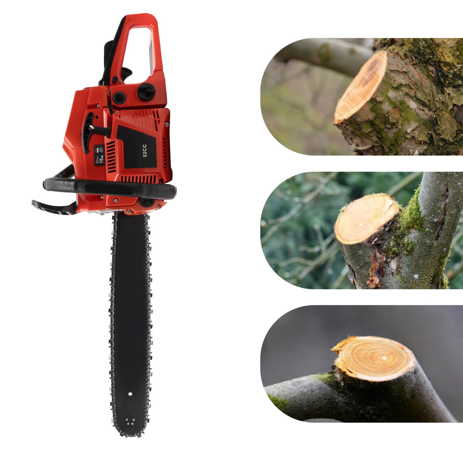 52CC 2-Stroke 20 Inch Chainsaw Gasoline Power Wood Cutting Limbing ...