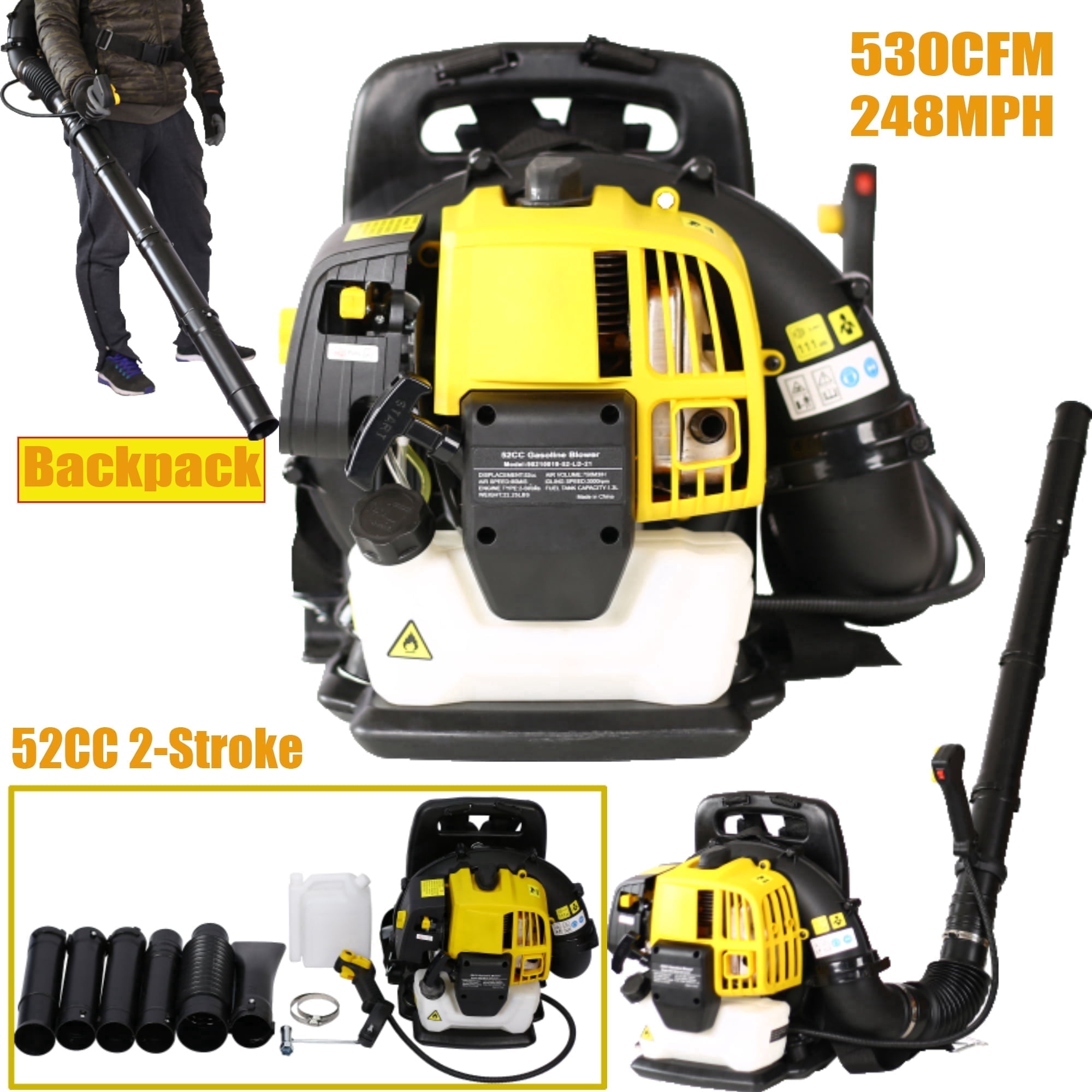 Elleree Gas Powered Backpack Leaf Blower with Extension Tube ...
