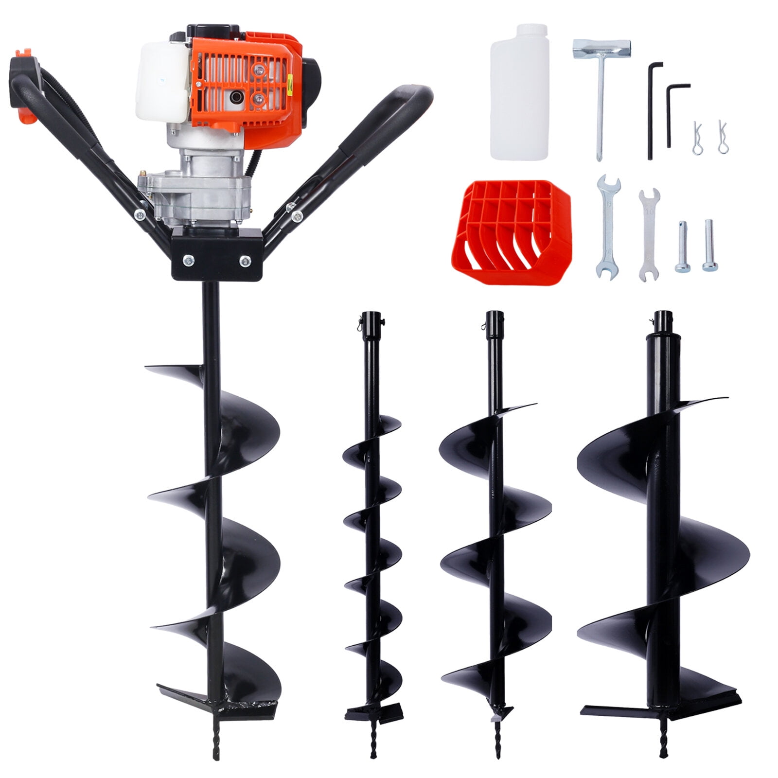 52CC 2-Stroke Gas Post Hole Digger with 4"/8"/10"/12" Auger Bits - 1 ...