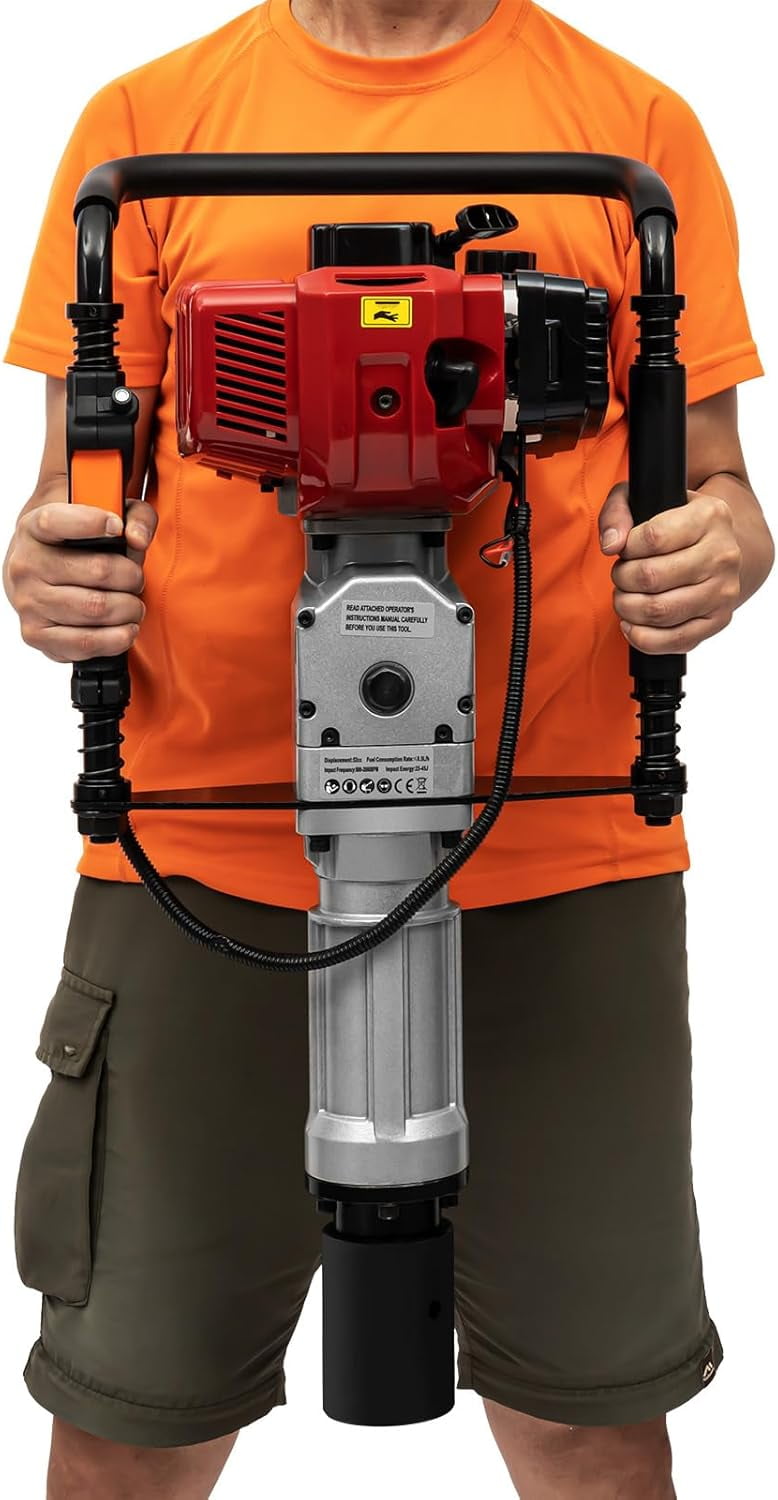 52CC 2 Stroke Gas Powered T Post Driver, 1900W Gas Powered Pile Driver Fence Post Driver ...