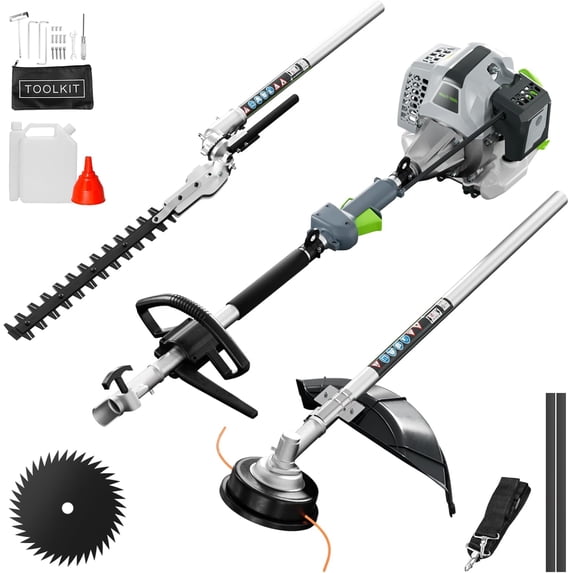 52CC 3-IN-1 2-Stroke Gas Powered Weed Wacker, Backpack Hedge Trimmer ...