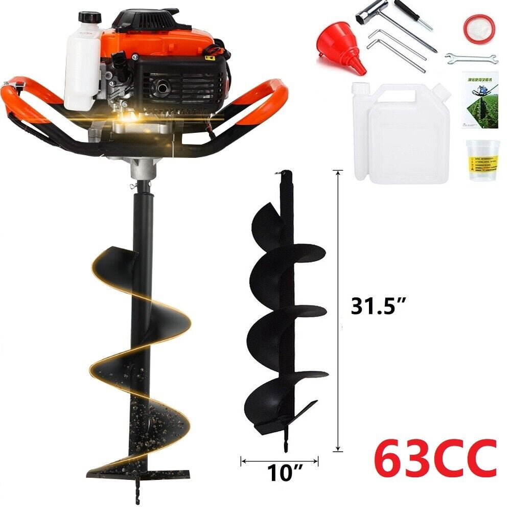 52CC 63CC Gas Powered Post Hole Digger w/ 4''6''8''10''12'' Earth Auger ...
