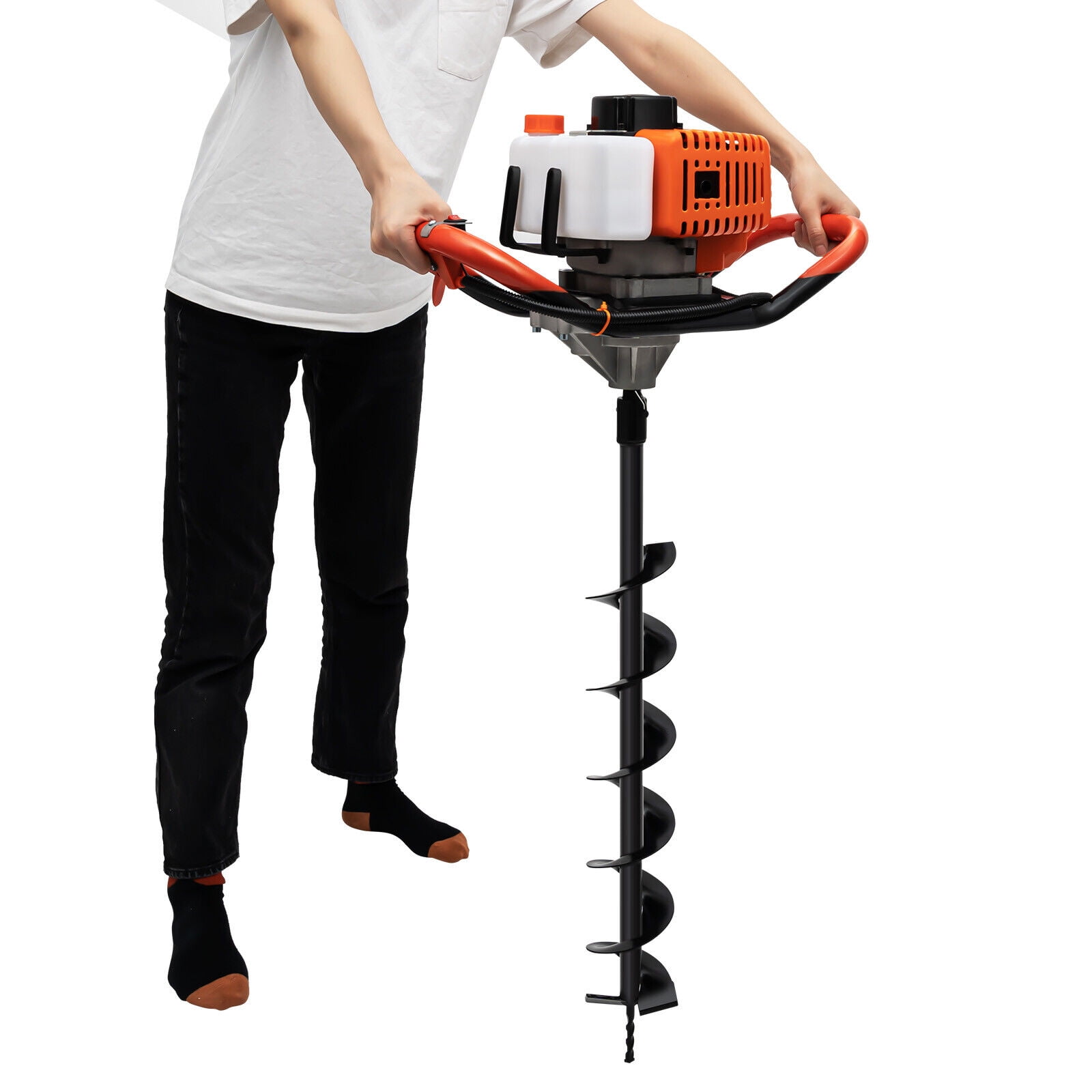 52CC Auger Post Hole Gas Powered Earth Digger Fence Ground with 3pc ...