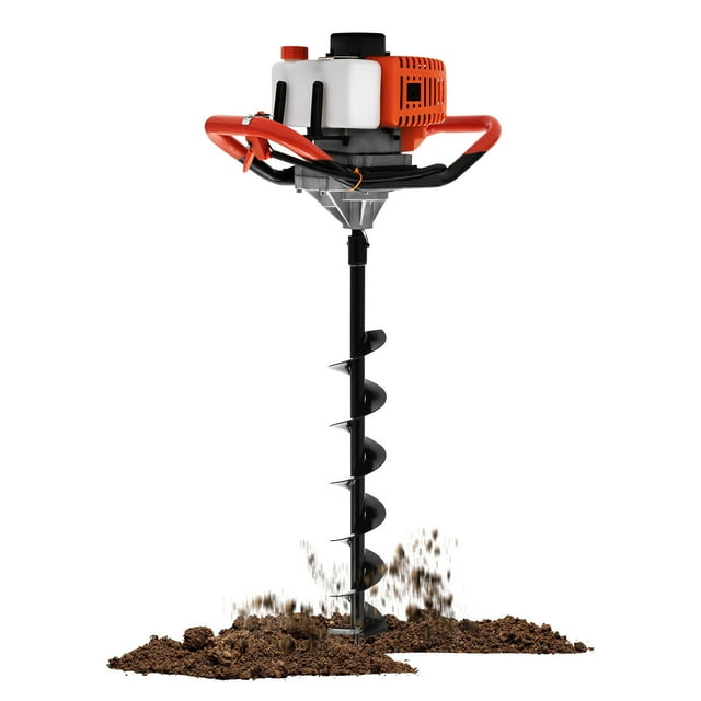 52CC Auger Post Hole Gas Powered Earth Digger Fence Ground with 3pc ...