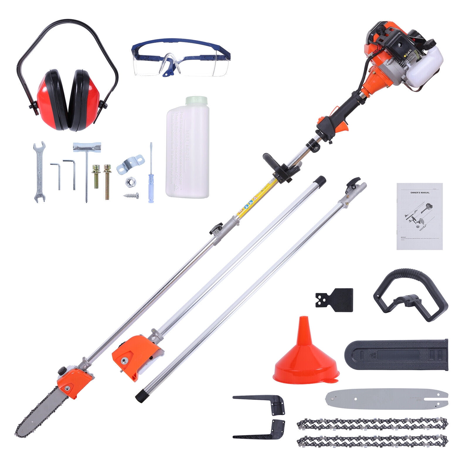 52CC Gas Powered Pole Saw Brush Cutter Extension Hedge Pruner Tree ...