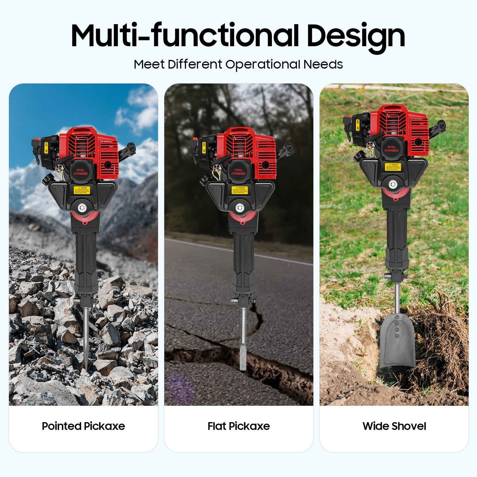 52CC Gas Powered Portable Garden Tree Digger, Pit Digger with Multi ...