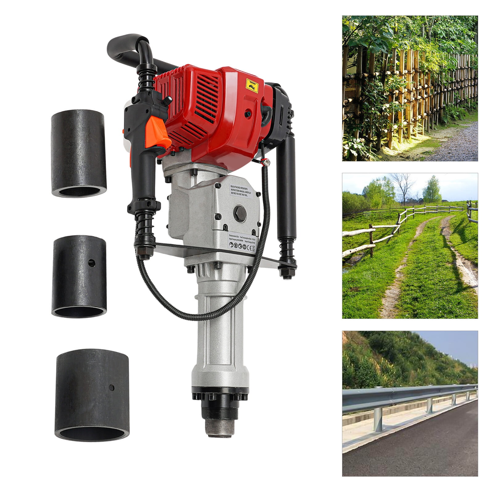 52CC Gas Powered T-Post Driver Fence Farm Push Pile Hand Pull Start Air ...