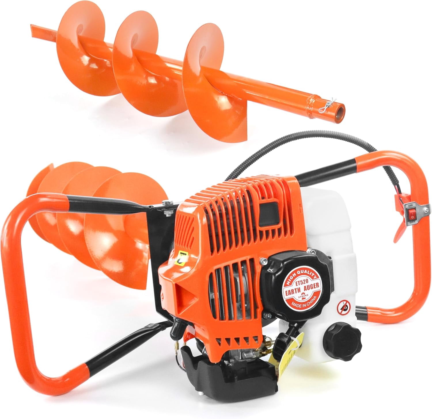 52CC Ice Auger Post Hole Digger Drill 2-Stroke Gas Powered 6" 10" Earth ...