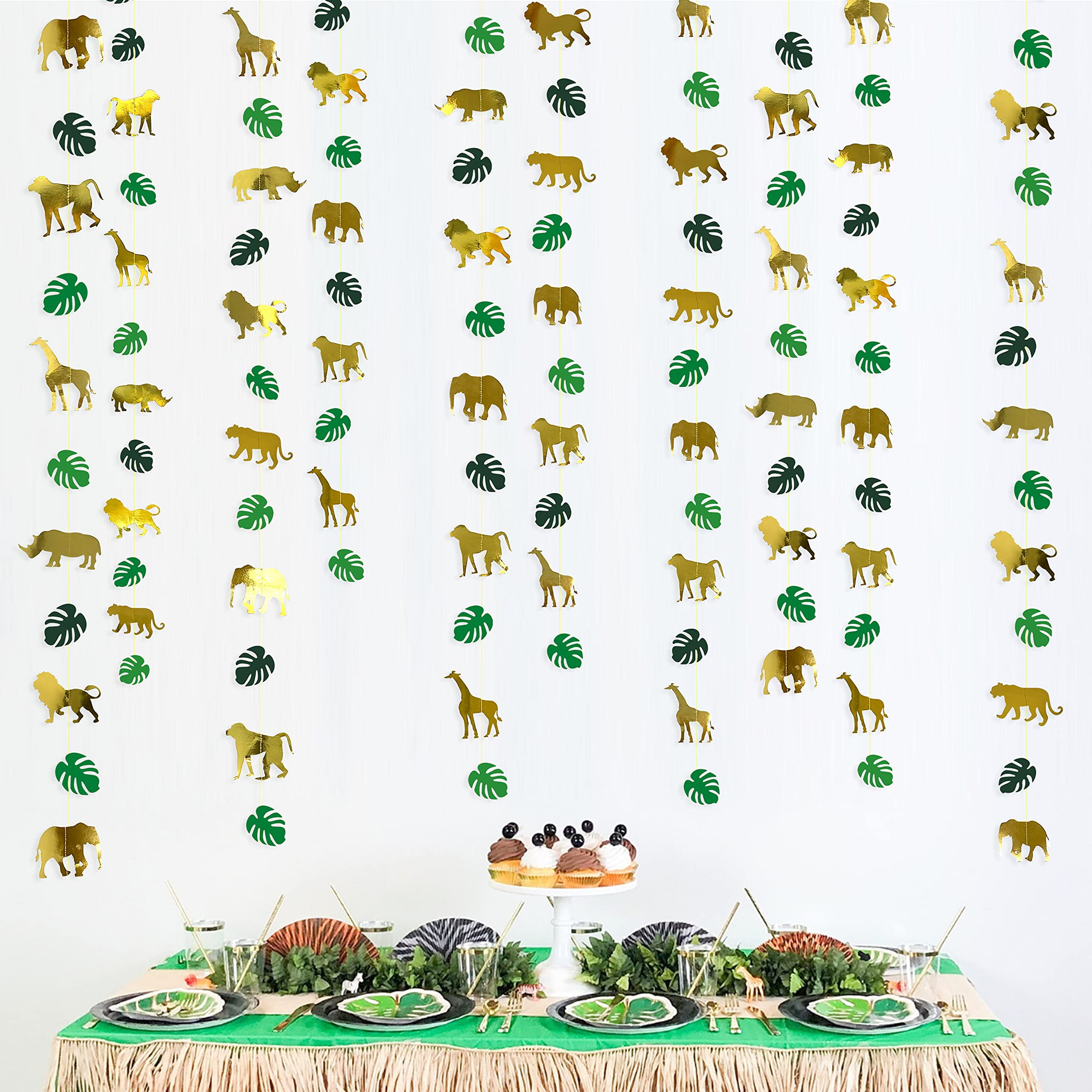 52Ft Gold Animal Green Palm Leaf Garland Banner Bunting Streamers ...
