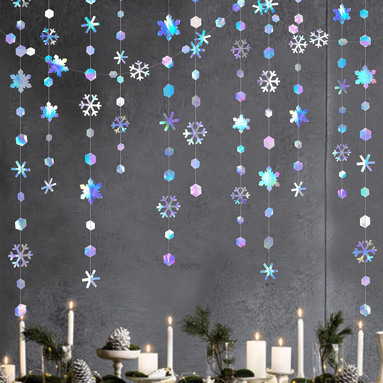 52Ft Winter Wonderland Party Decoration Ridescent Snowflake Hanging ...