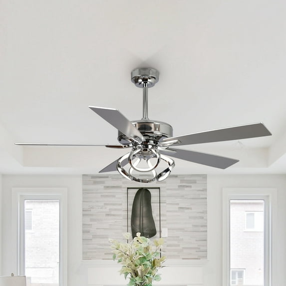 Parrot Uncle 52-Inch Contemporary Chrome Ceiling Fan with Integrated ...