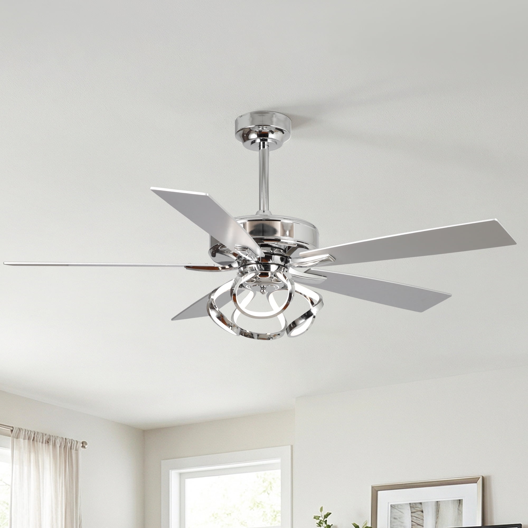 Parrot Uncle 52" Modern 3CCT LED Chandelier Ceiling Fan with Lights and ...