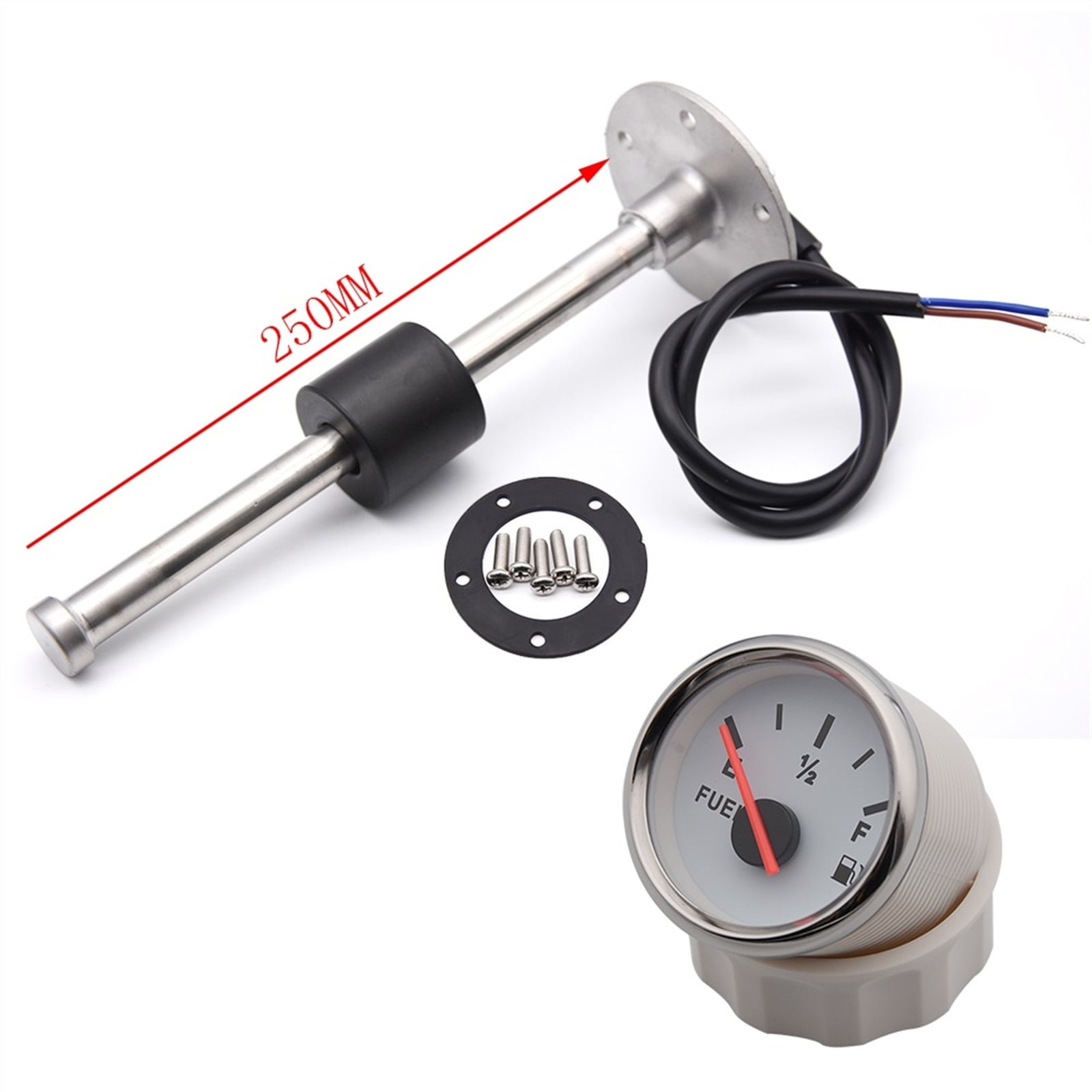 52MM Gauge Fuel Level Gauge 0-190Ohm Oil Tank Level Indicator Meter ...