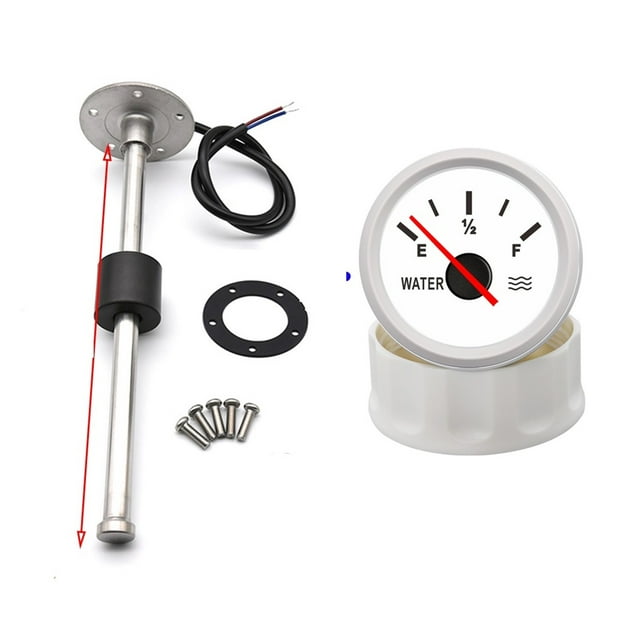 52MM Gauge Water Level Gauge Red Light 0-190Ohm Water Tank Level Indicator Meter With Fuel Water ...