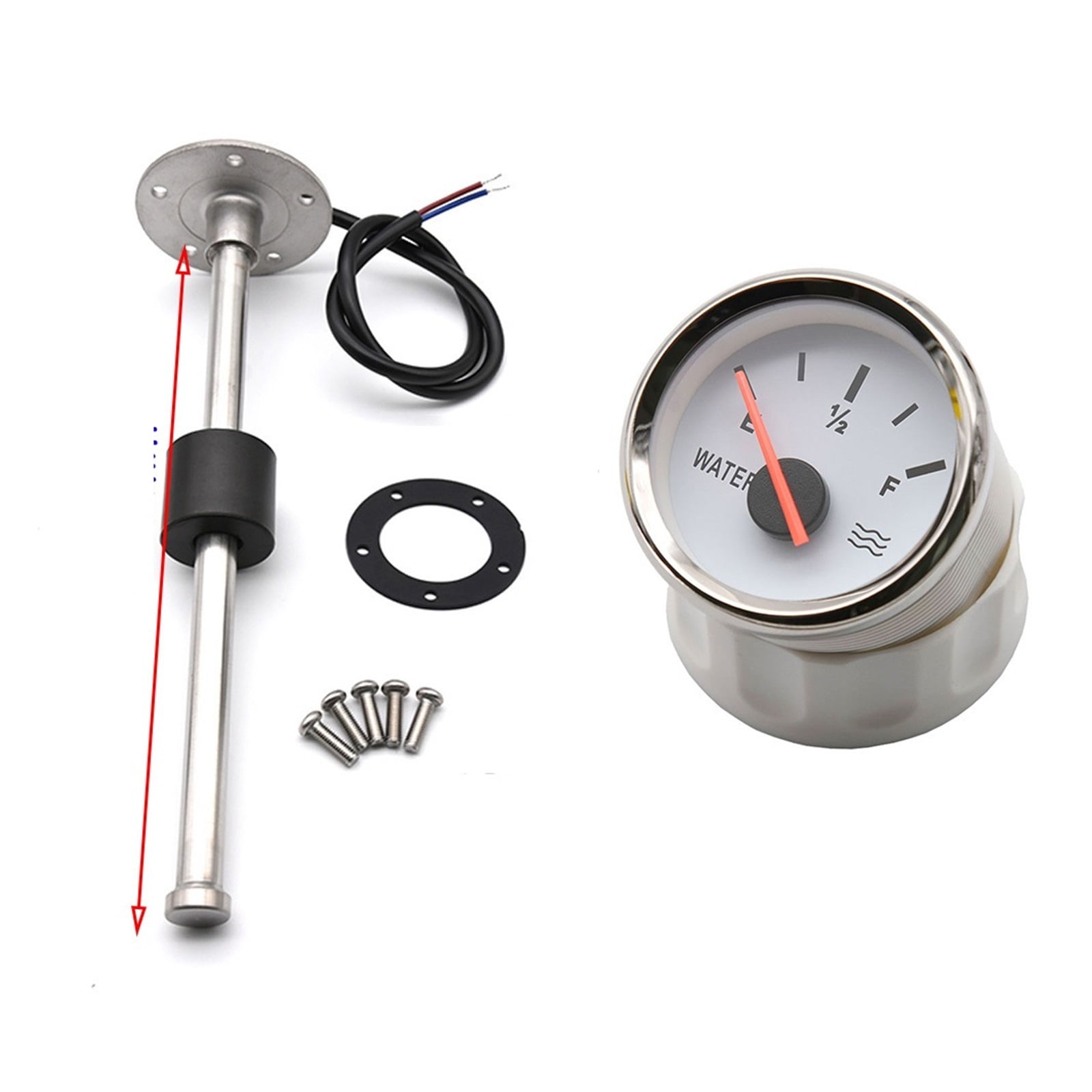 52MM Gauge Water Level Gauge Red Light 0-190Ohm Water Tank Level ...