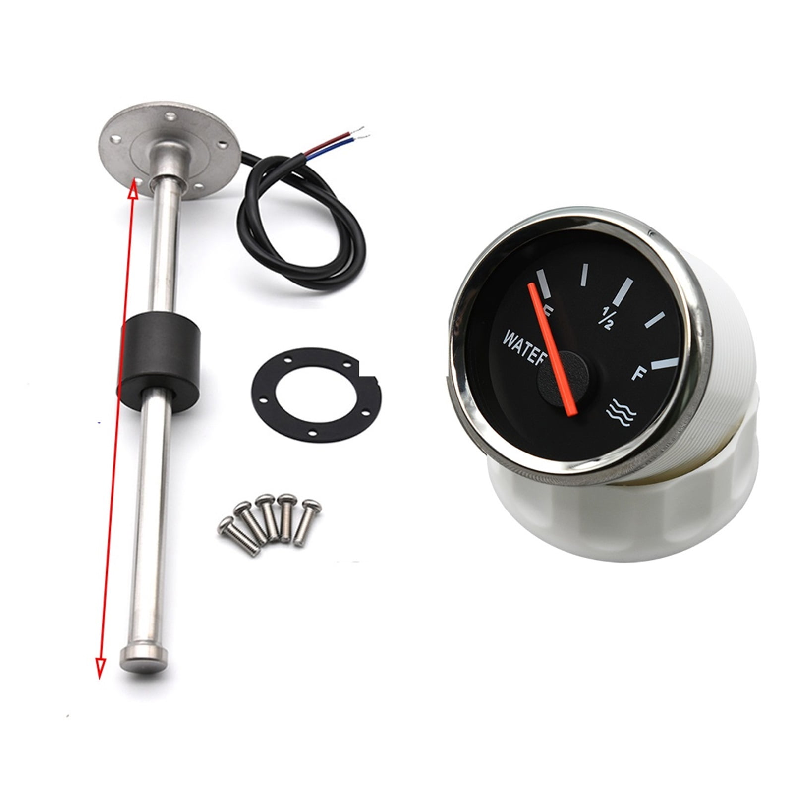 52MM Gauge Water Level Gauge Red Light 0-190Ohm Water Tank Level ...
