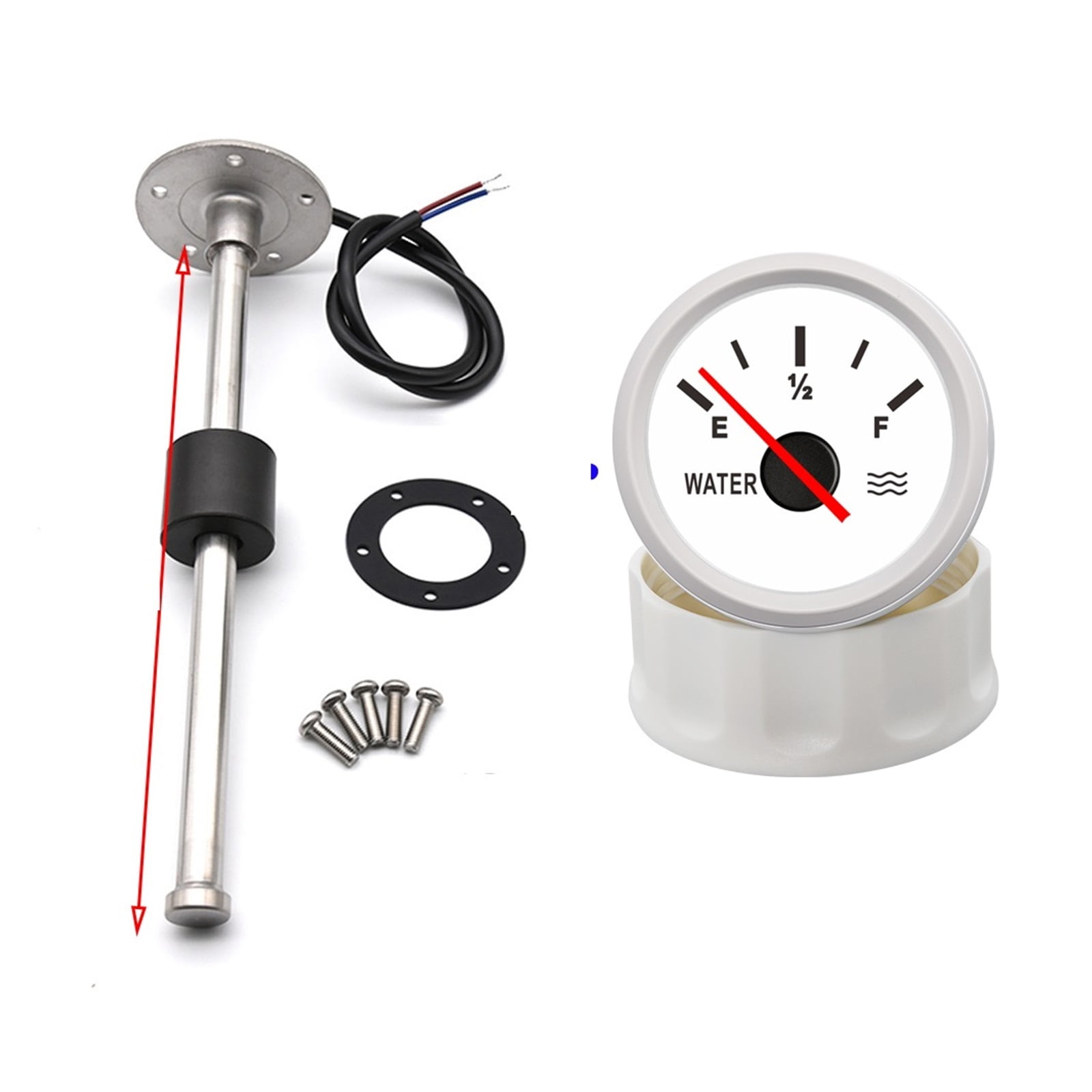 52MM Gauge Water Level Gauge Red Light 0-190Ohm Water Tank Level ...