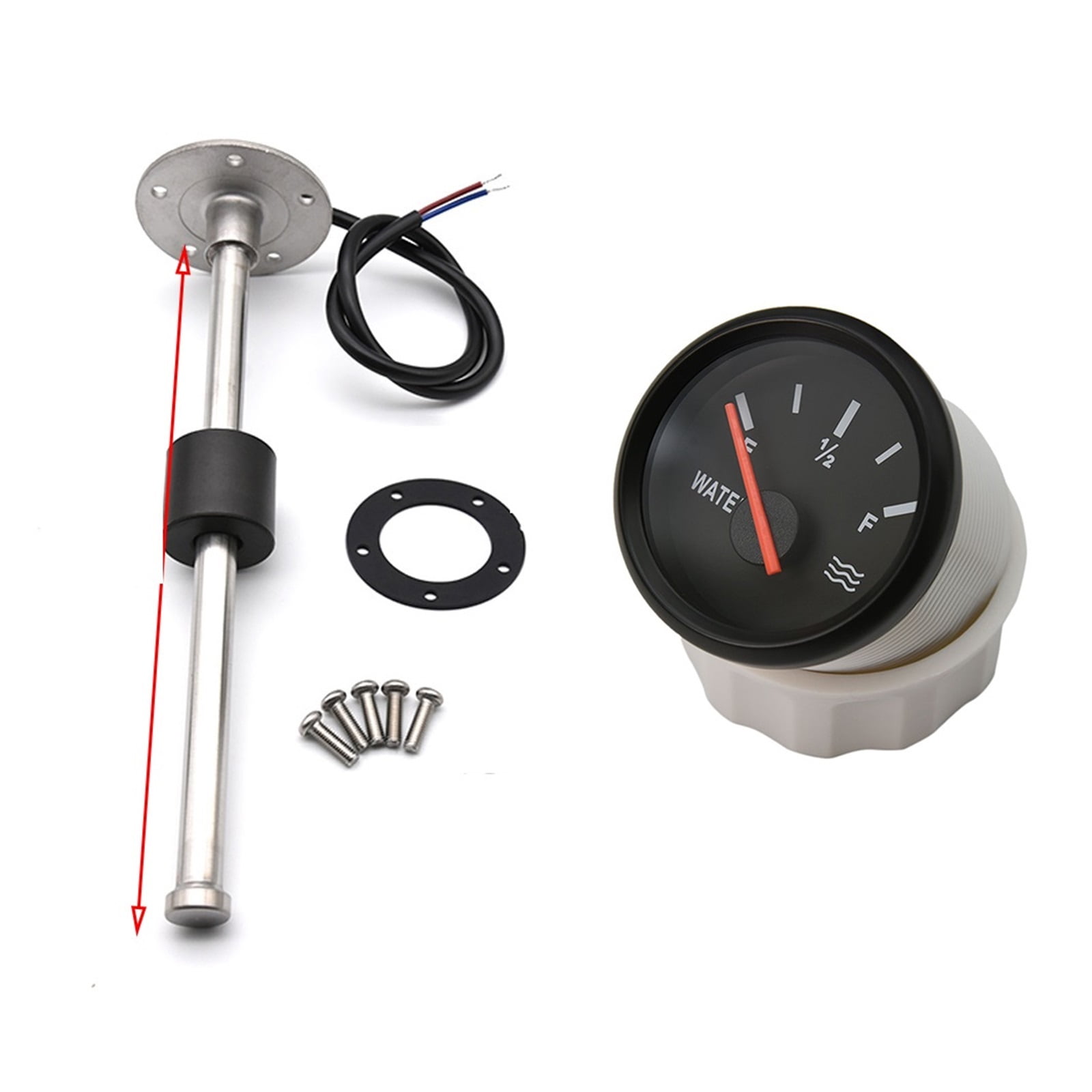 52MM Gauge Water Level Gauge Red Light 0-190Ohm Water Tank Level ...