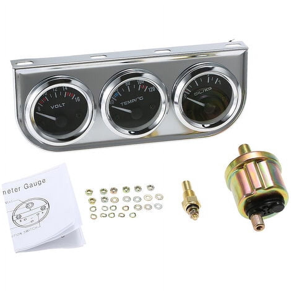 52Mm Oil Pressure Celsius Water Temperature Gauge Voltmeter Chrome 3 In ...