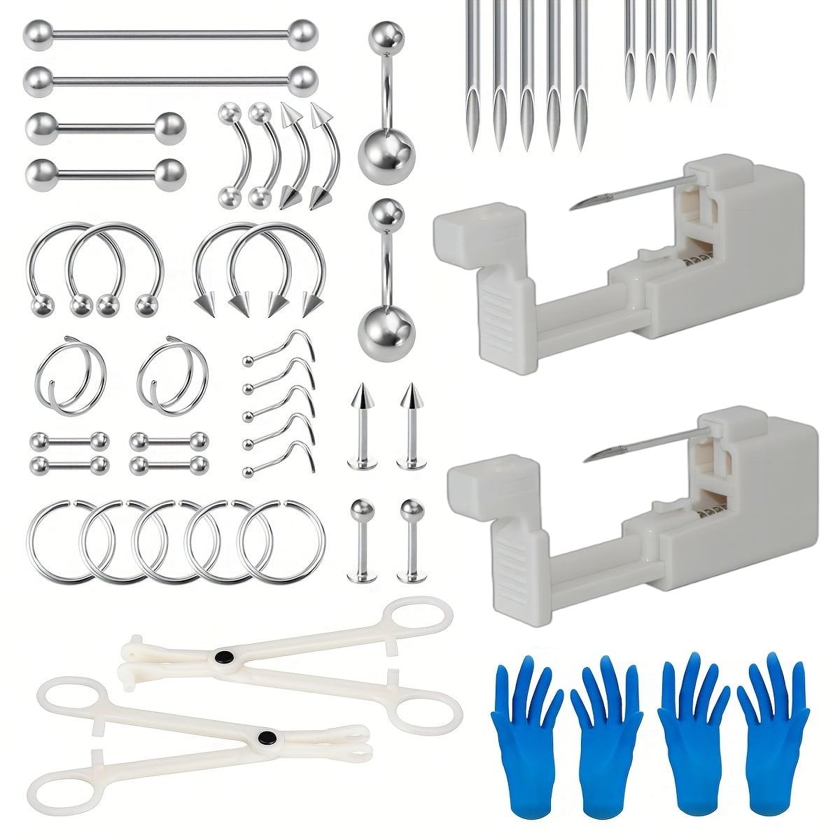 52PCS Body Piercing Gun Kit,14G 16G 20G Stainless Steel for all Body ...